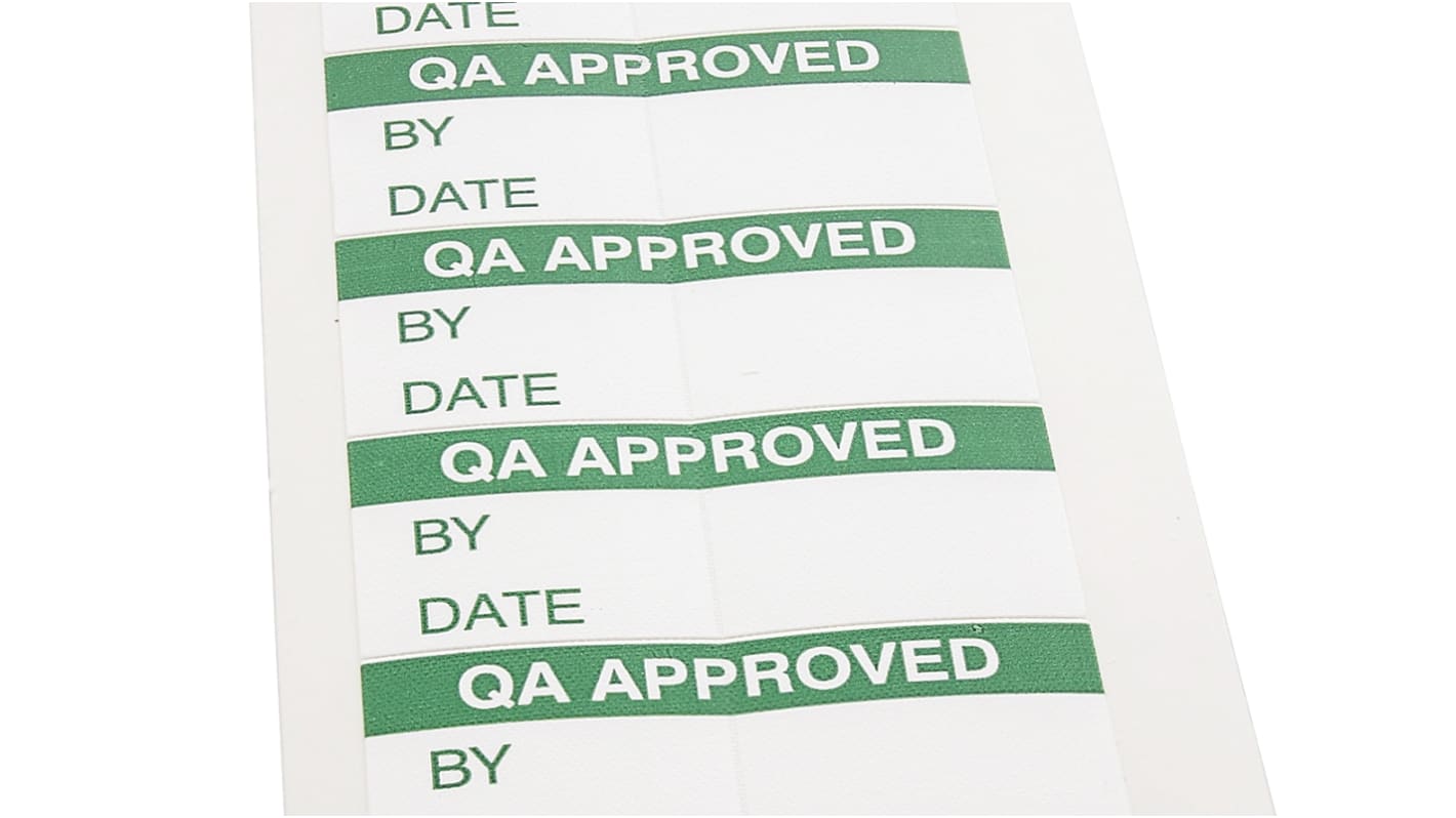 RS PRO Adhesive Pre-Printed Adhesive Label-QA Approved-. Quantity: 140 | RS