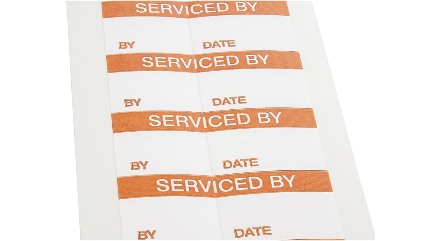 RS PRO Adhesive Pre-Printed Adhesive Label-Serviced By-. Quantity: 140 | RS