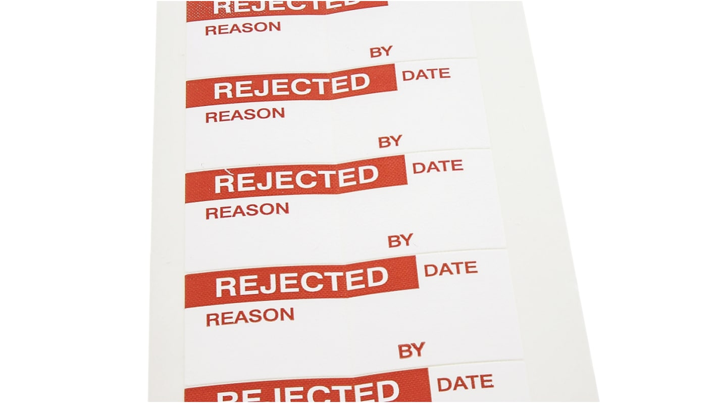 Etiqueta adhesiva preimpresa, RS PRO, 140 Etiquetas Rejected | RS