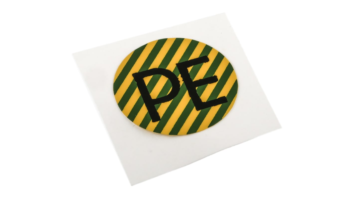 LKZ16PE | TE Connectivity Black/Green/Yellow Vinyl Safety Labels, PE ...