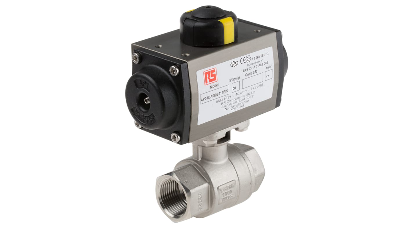 RS PRO Ball type Pneumatic Actuated Valve, BSP 1in, 1000 psi | RS