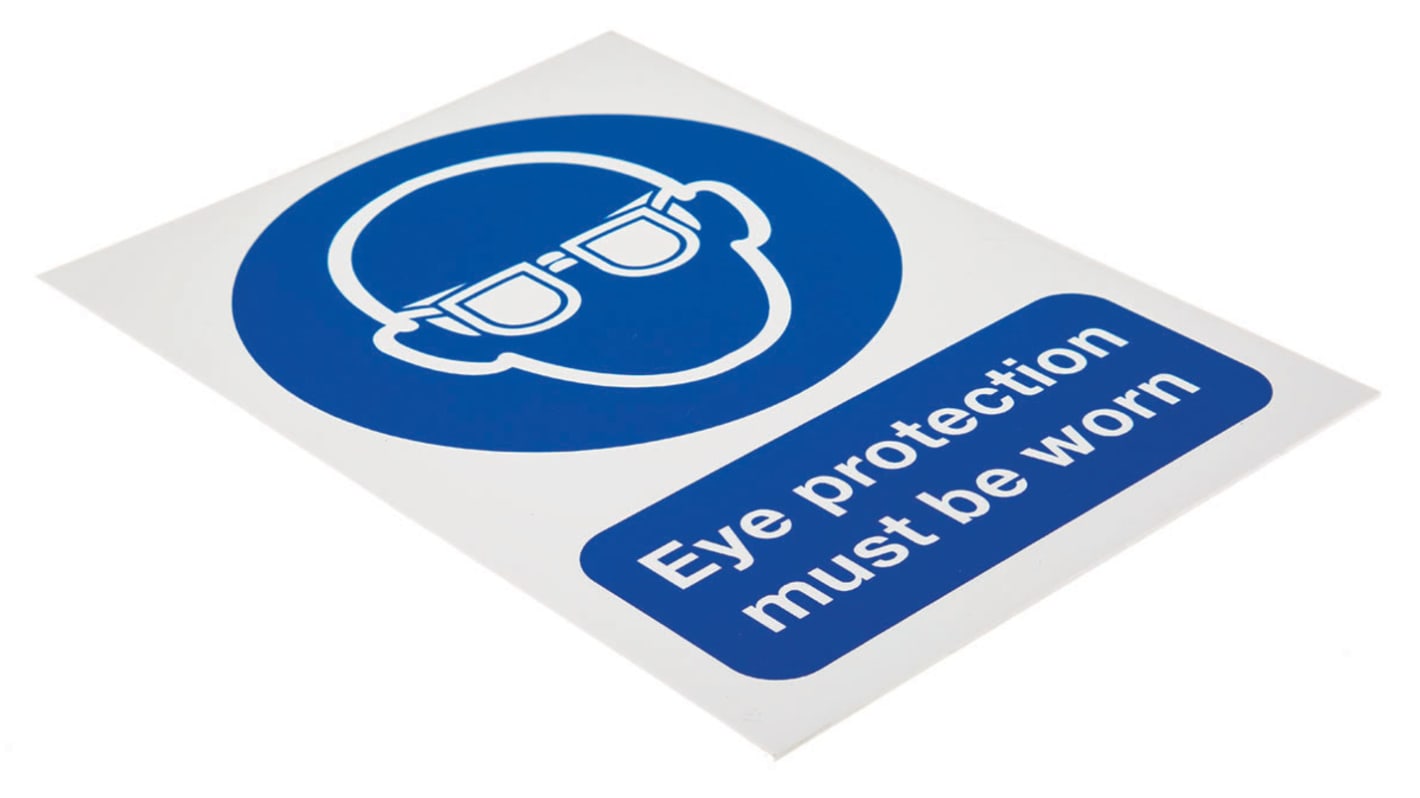 RS PRO PP Rigid Plastic Mandatory Eye Protection Sign With English Text ...
