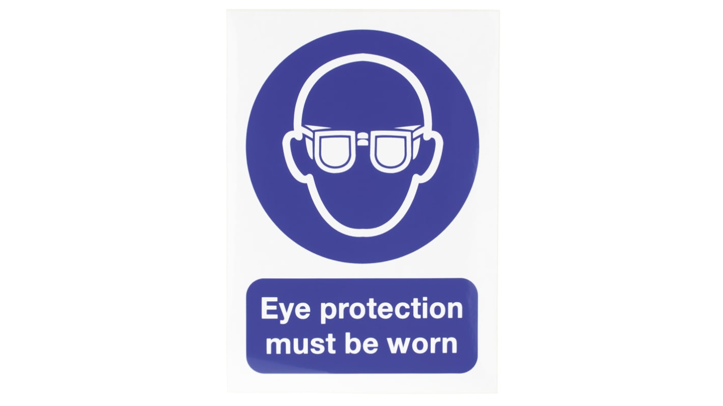 RS PRO Vinyl Mandatory Eye Protection Sign With English Text | RS
