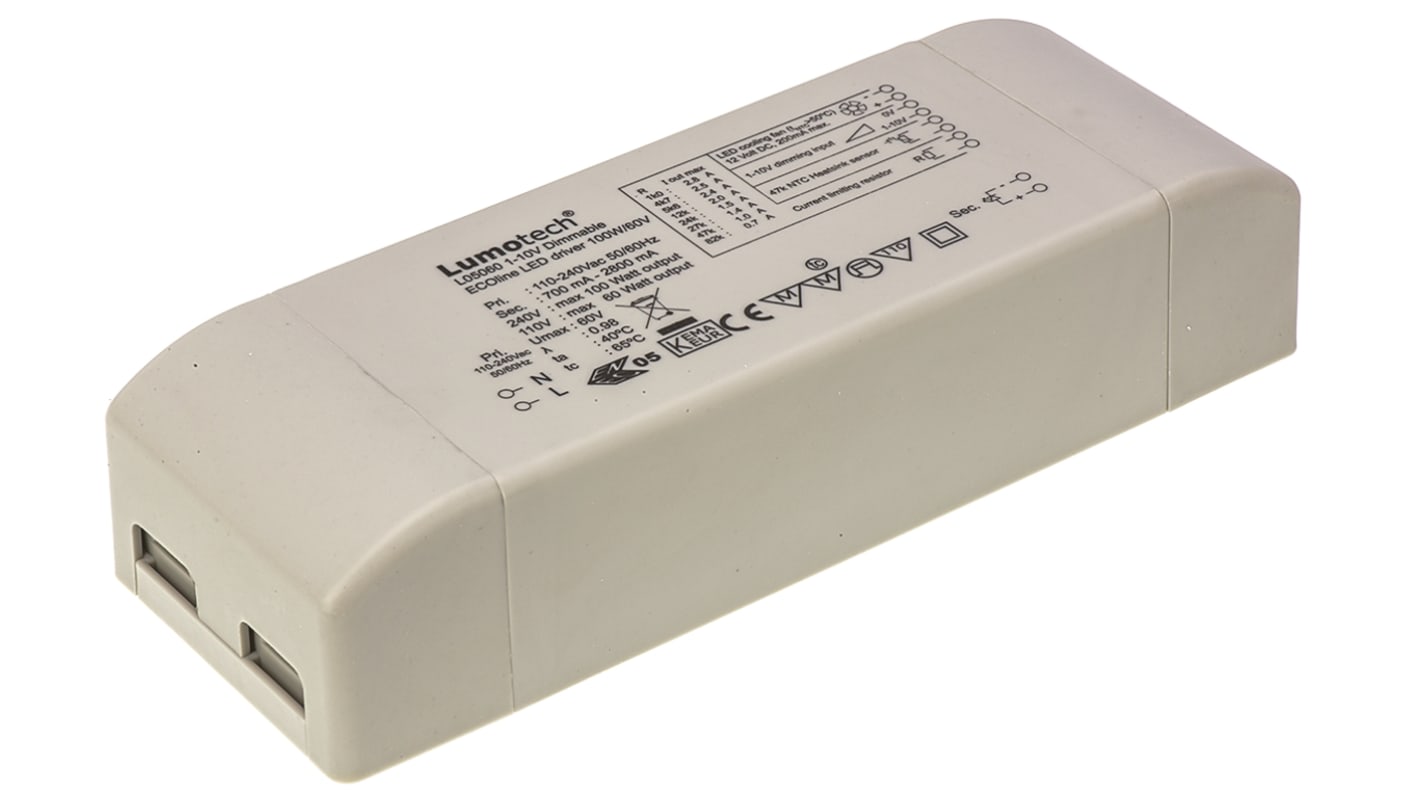 L05060 | Lumotech LED Driver, 20 → 60V Output, 100W Output, 0.7 → 2.8A Output, Constant Current ...