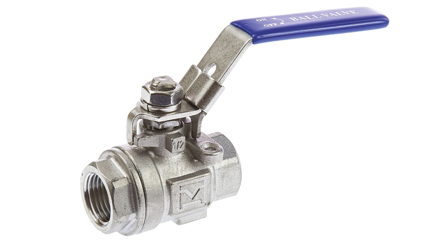 RS PRO Stainless Steel Full Bore, 2 Way, Ball Valve, BSPP 1/2in | RS