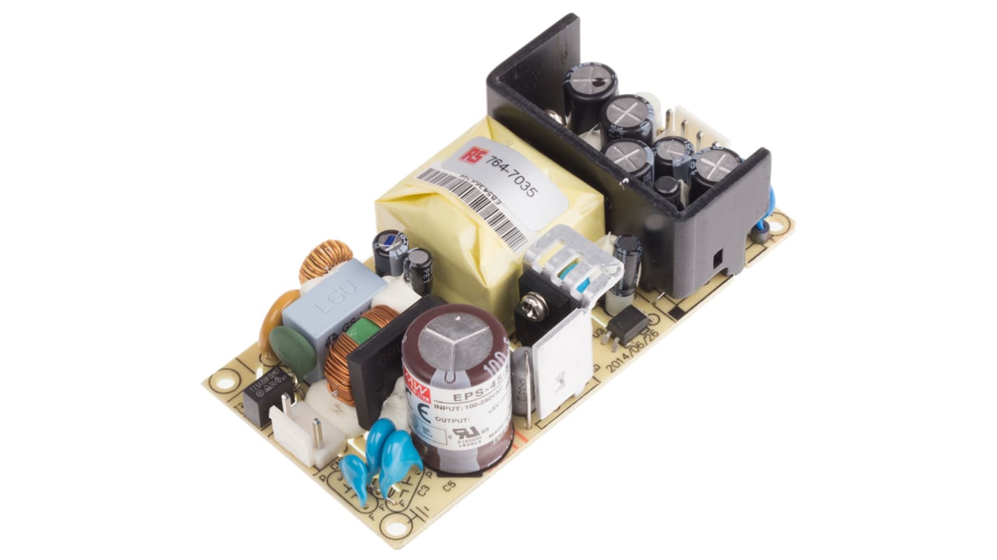 MEAN WELL Switching Power Supply, EPS-45-5, 5V dc, 8A, 40W, 1 Output ...