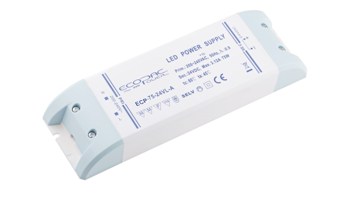 RS PRO, 24V Output, 75W Output, 0 → 3.12A Output, Constant Voltage | RS