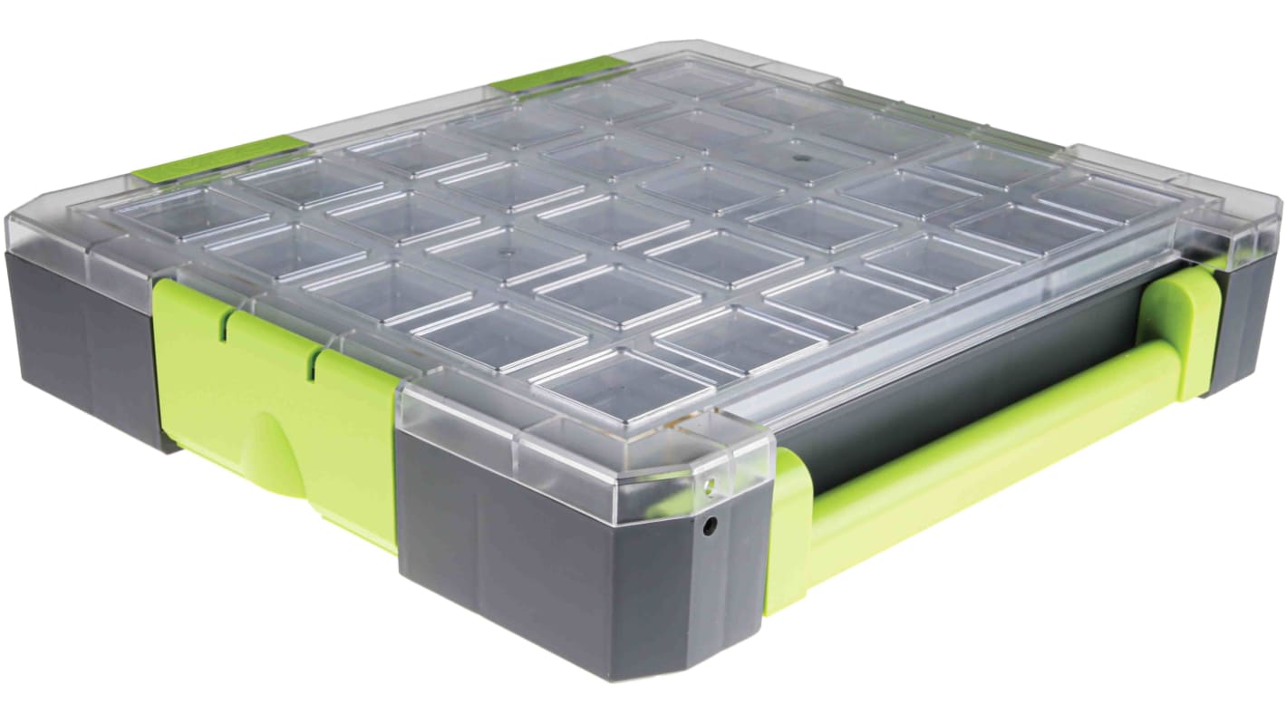 RS PRO 16 Cell Transparent, Grey, Green PP Compartment Box, 375mm x ...