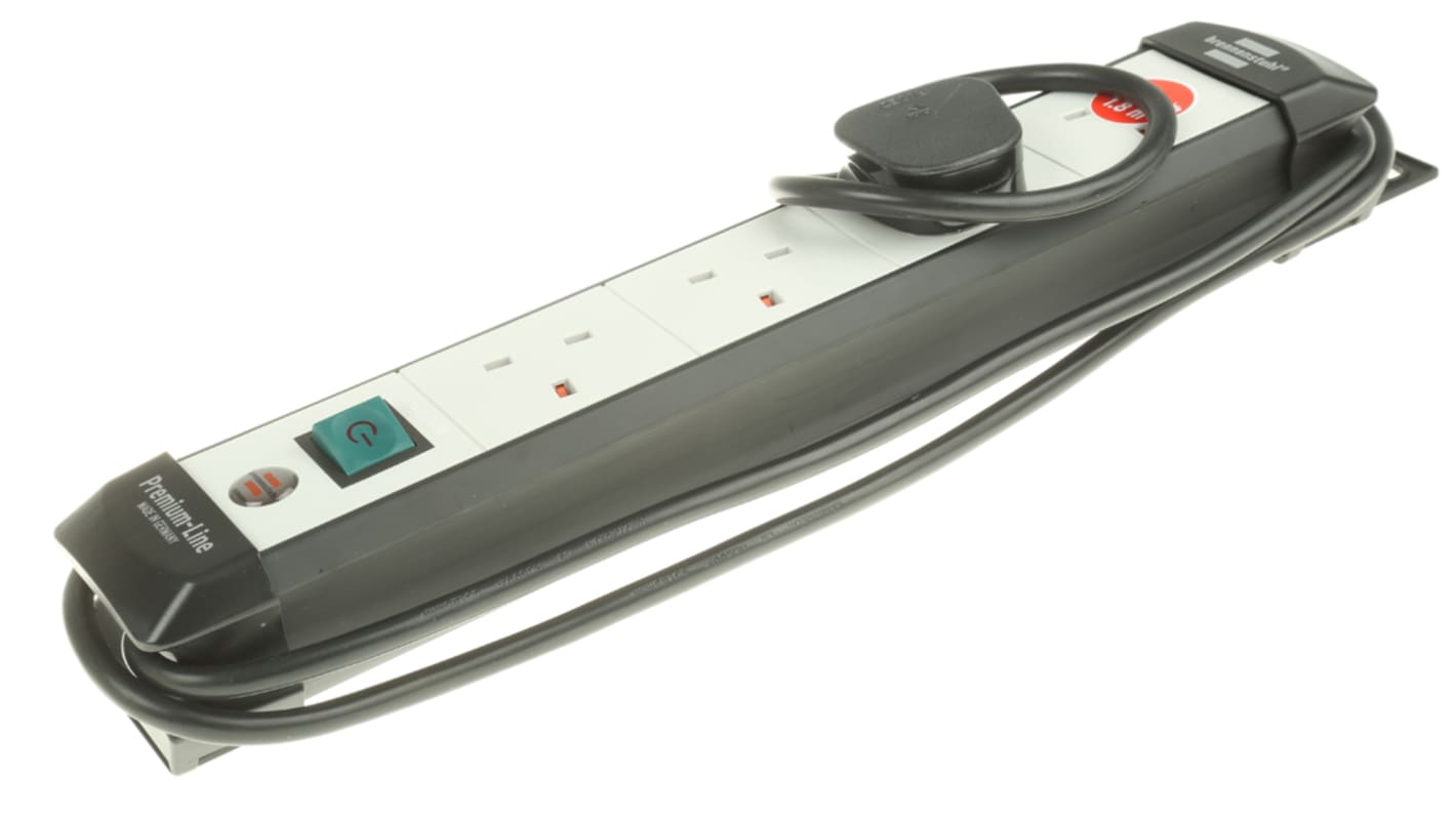1951543100 | brennenstuhl 1.8m 4 Socket Type G - British Extension Lead ...