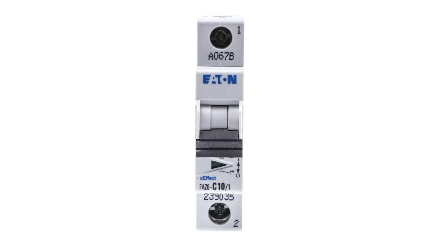 239035 FAZ6-C10/1 | Eaton xEffect MCB, 1P, 10A Curve C, 230 → 400V AC, 6 kA Breaking Capacity | RS