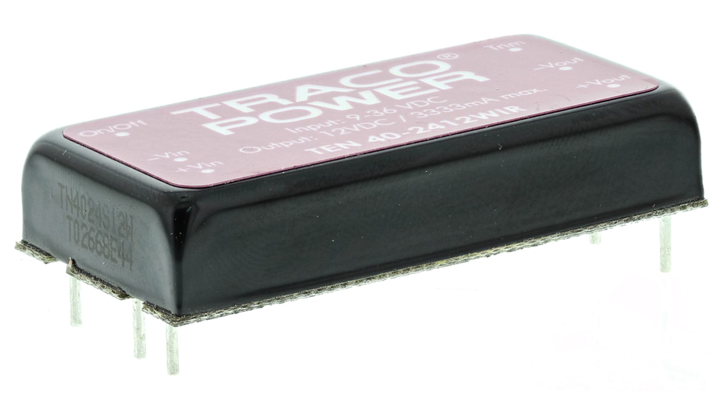 TEN 40-2412WIR | TRACOPOWER TEN 40WIR DC-DC Converter, 12V dc/ 3.33A Output, 9 → 36 V dc Input ...
