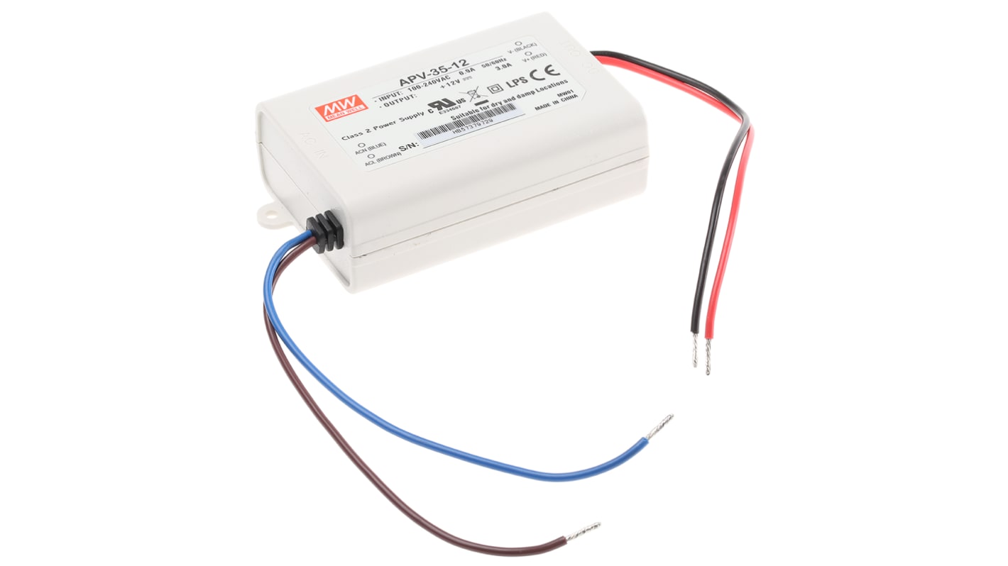 APV-35-12 | MEAN WELL LED Driver, 12V Output, 36W Output, 3A Output, Constant Voltage | RS