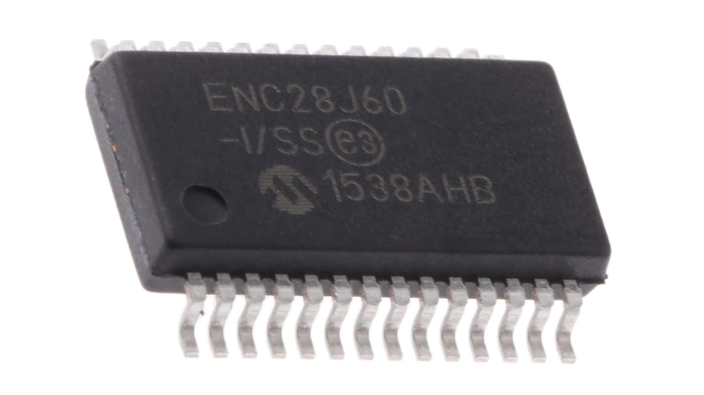 Microchip ENC28J60-I/SS, Ethernet Controller, 10Mbps MII, MIIM, Serial ...