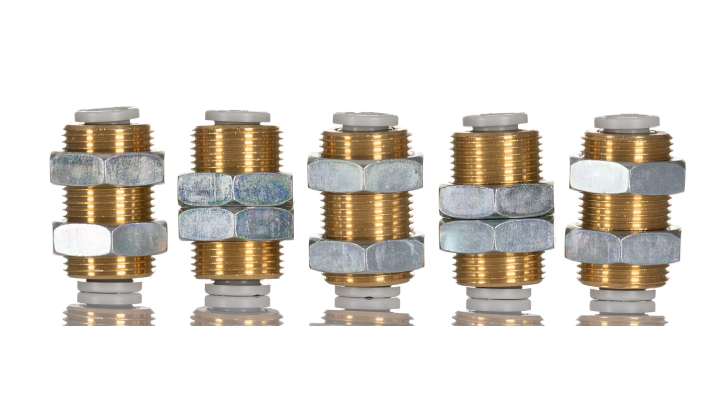 KQ2E06-00A | SMC KQ2 Series Bulkhead Tube-to-Tube Adaptor, Push In 6 mm to Push In 6 mm, Tube-to ...