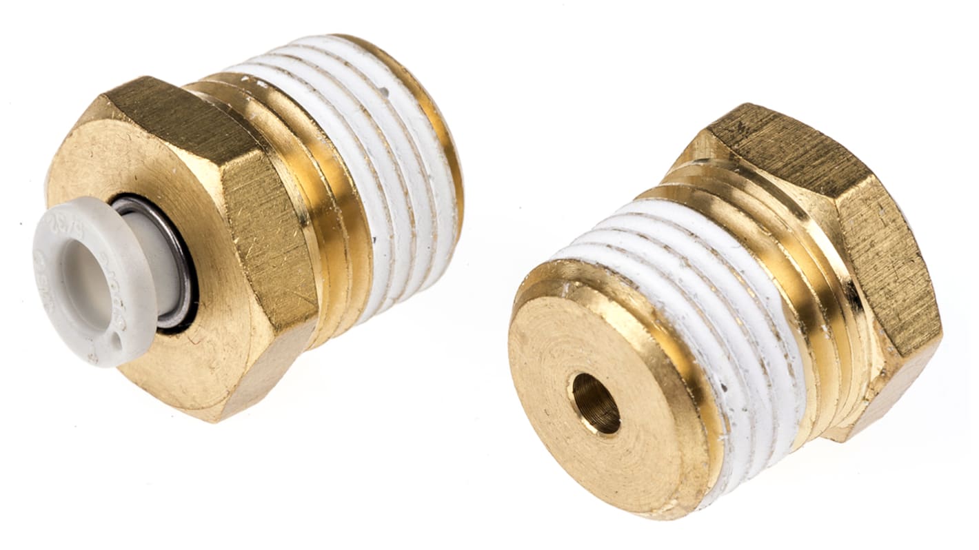 KQ2H04-02AS | SMC KQ2 Series Straight Threaded Adaptor, R 1/4 Male to Push In 4 mm, Threaded-to ...