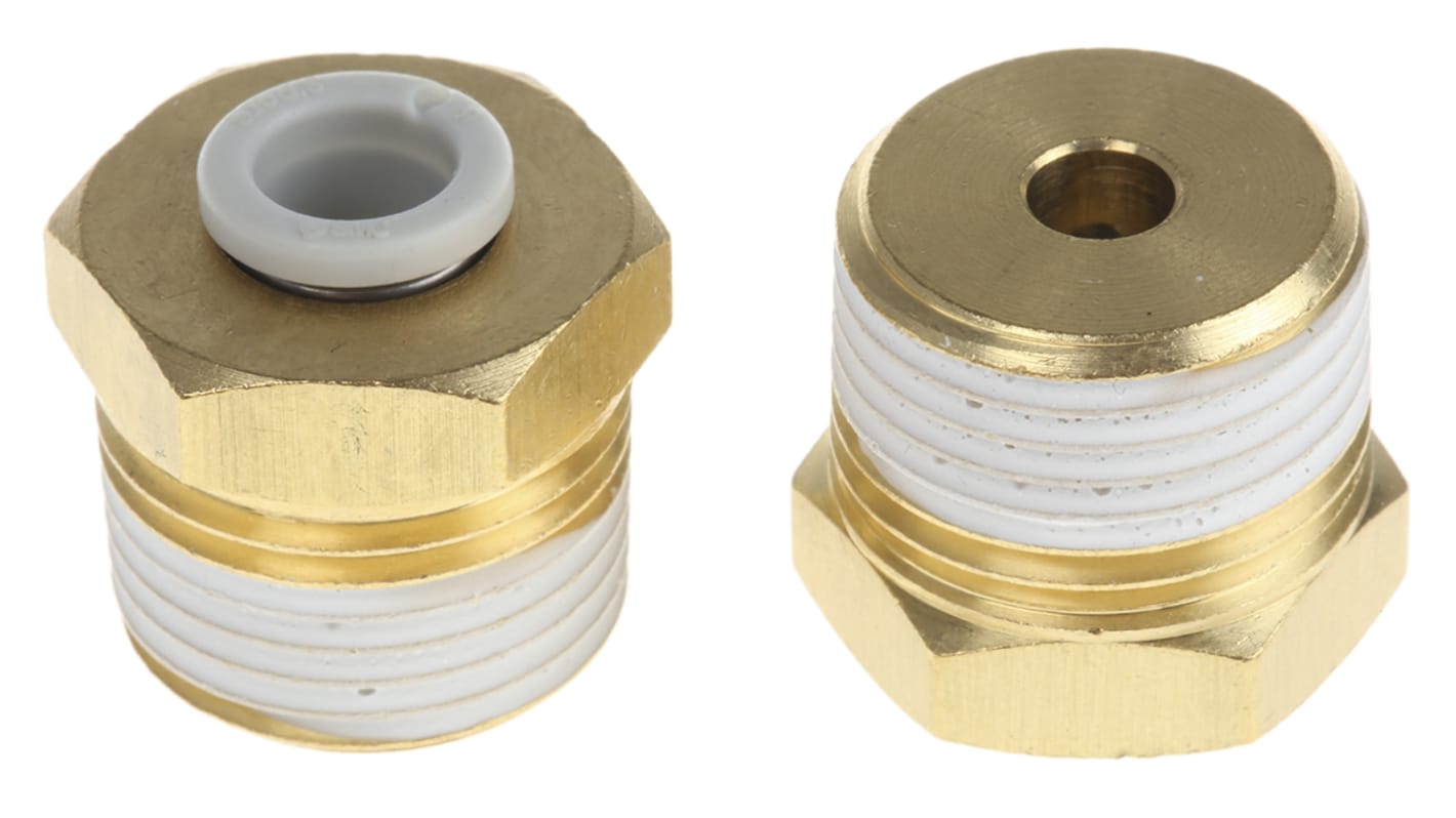 KQ2H06-03AS | SMC KQ2 Series Straight Threaded Adaptor, R 3/8 Male to Push In 6 mm, Threaded-to ...