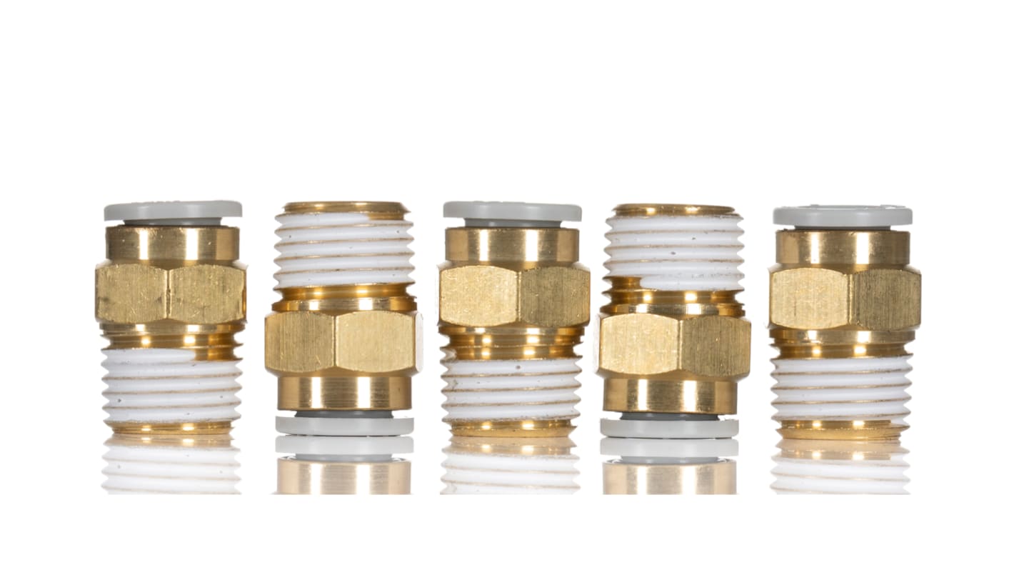 KQ2H08-02AS | Adaptateur droit fileté SMC KQ2 vers Enfichable, 8 mm R 1/4 Mâle | RS