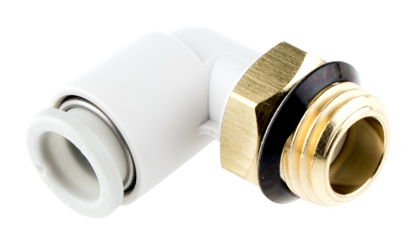KQ2L08-U02A | SMC KQ2 Series Elbow Threaded Adaptor, Uni 1/4 Male to Push In 8 mm, Threaded-to ...