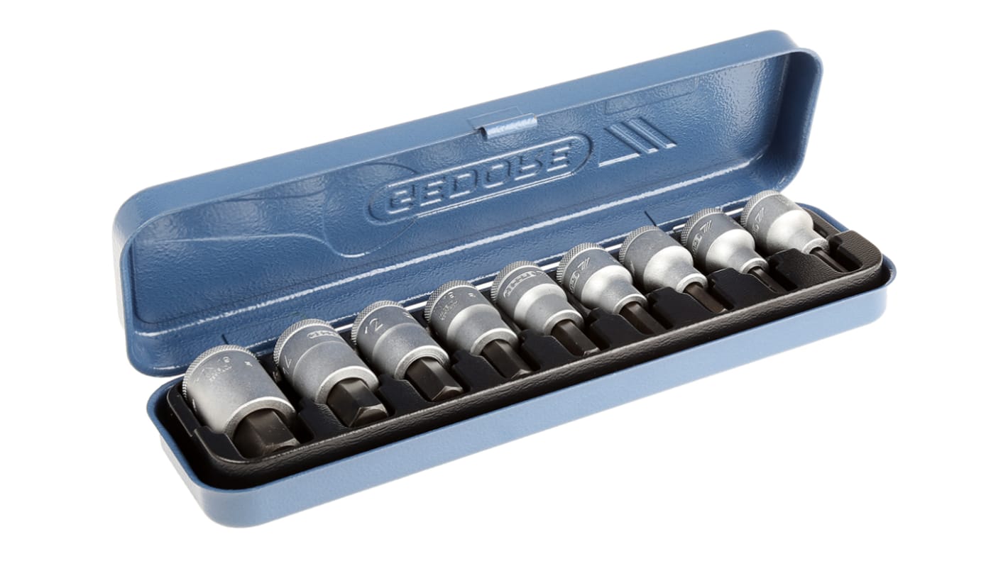 IN 19 PM | Gedore 9-Piece Socket Set, 1/2 in Square Drive | RS