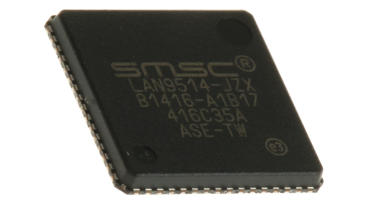 Microchip LAN9514-JZX, Ethernet Controller, 1.5Mbps, USB, 3.3 V, 64-Pin ...