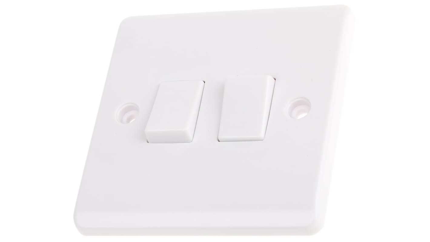 RS PRO White Rocker Light Switch, 2 Way, 2 Gang | RS