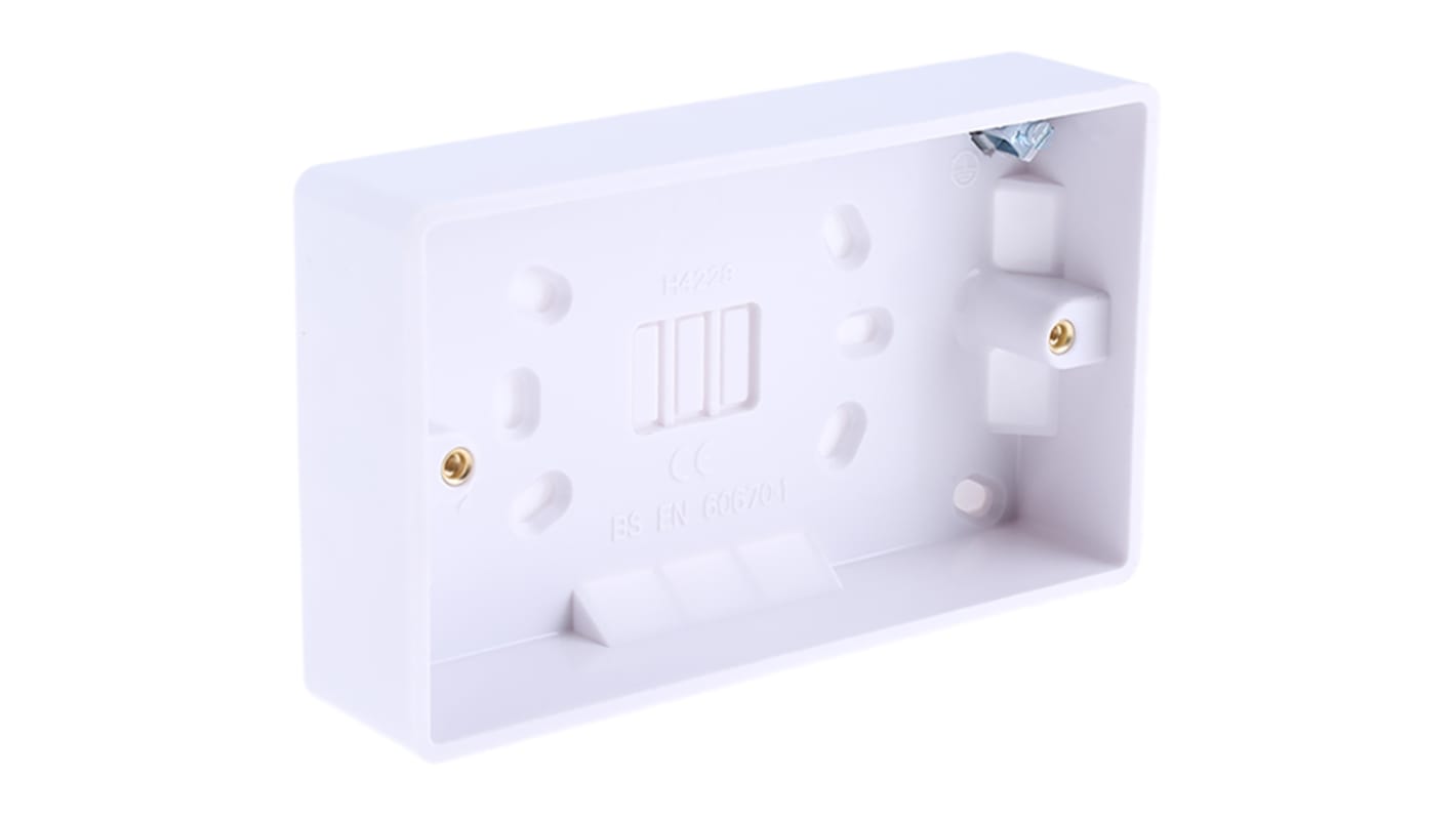 RS PRO White Back Box, BS, IP20, 2 Gangs, 147 x 86.6 x 28mm | RS
