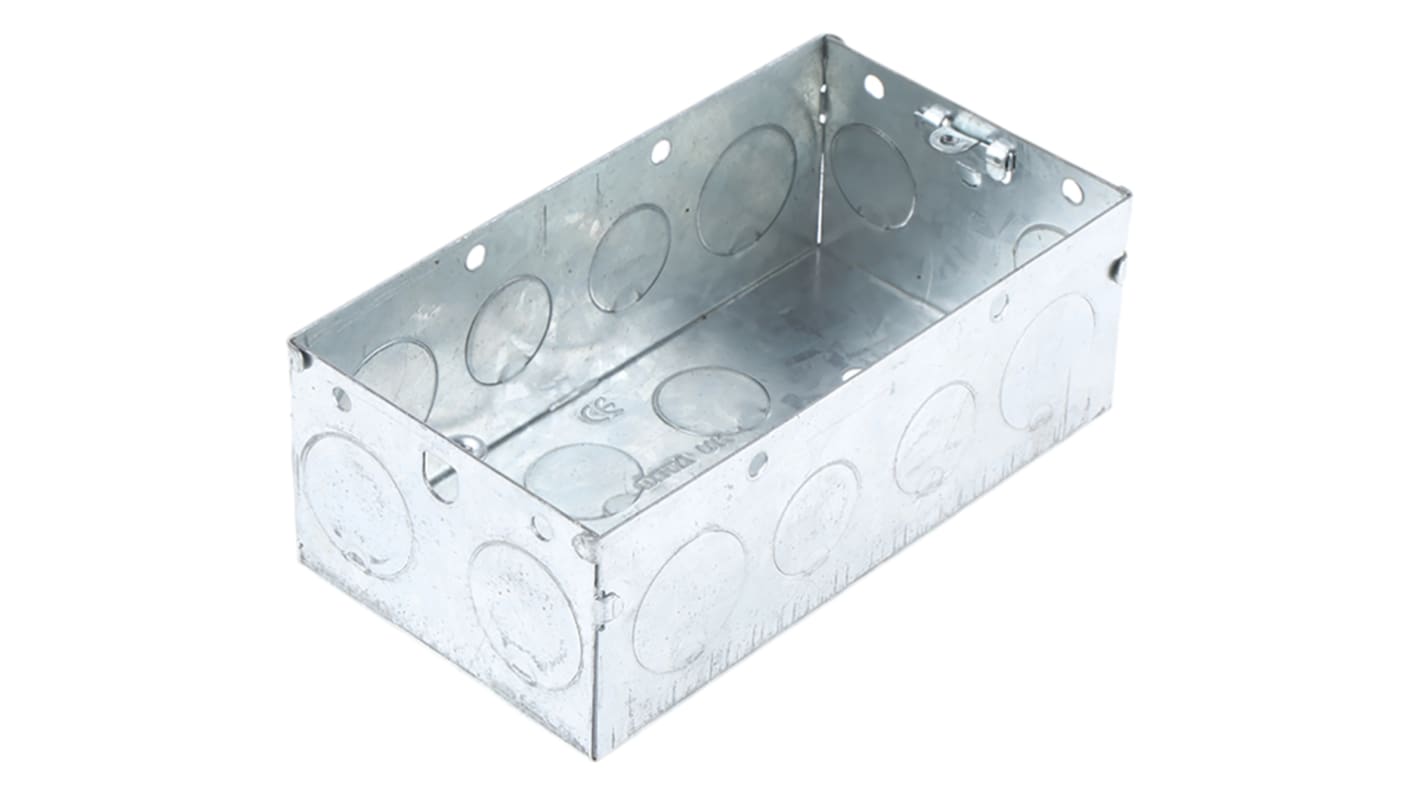 DB168B | Deta Metal Boxes Silver Metal Back Box, BS Standard, 2 Gangs | RS