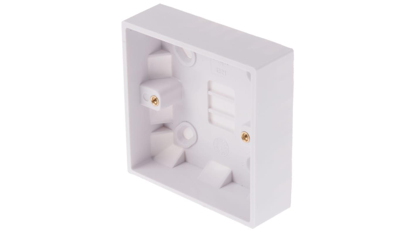 V1221A | Deta Moulded Boxes White Gloss Back Box, BS Standard, 1 Gangs | RS