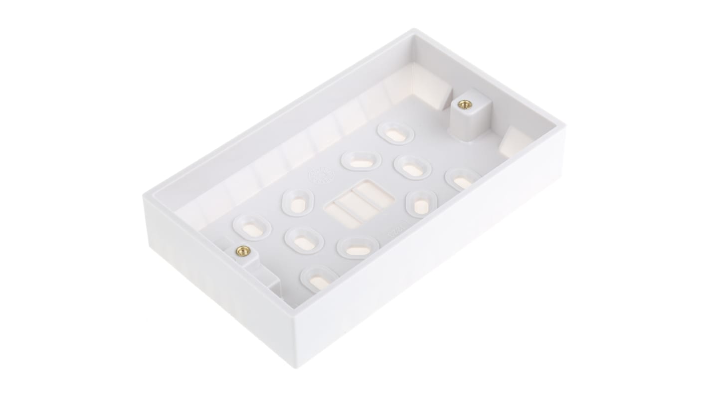 V1223A | Deta Moulded Boxes White Gloss Back Box, BS Standard, 2 Gangs | RS