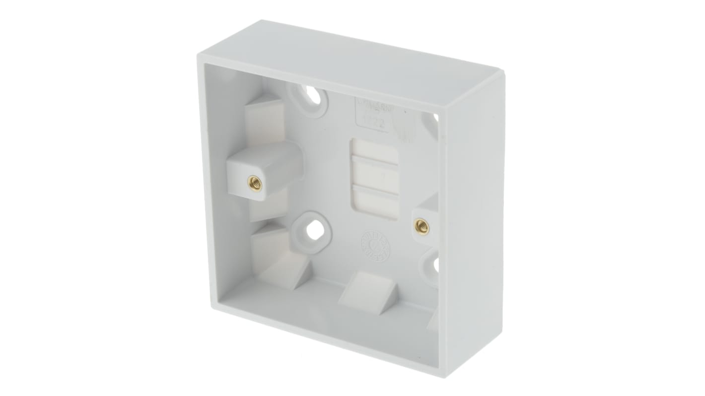 V1222A | Deta Moulded Boxes White Gloss Back Box, BS Standard, 1 Gangs | RS