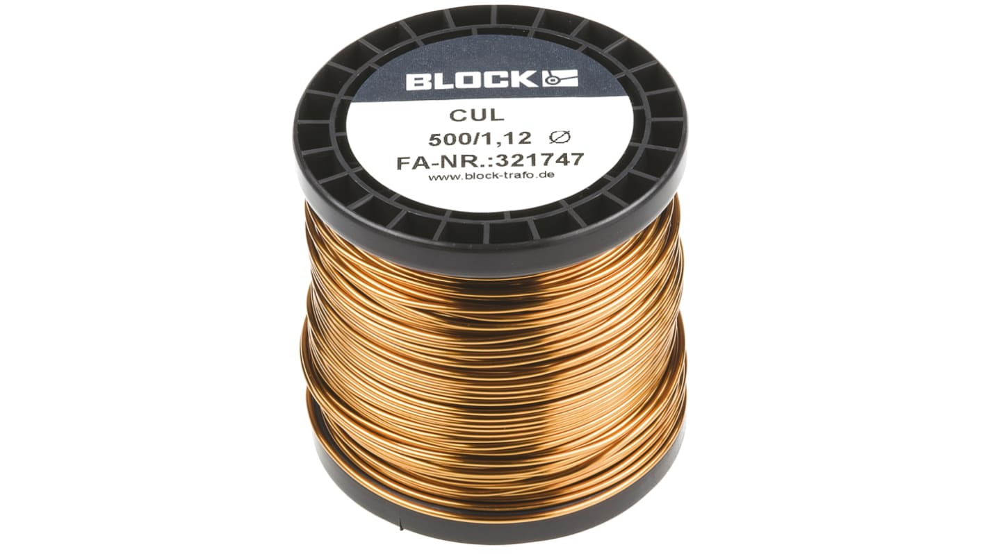 CUL 500/1,12 | Block Single Core 1.12mm diameter Copper Wire, 44m Long | RS