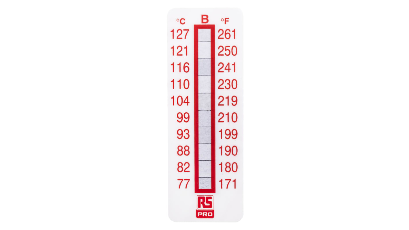 RS PRO Non-Reversible Temperature Sensitive Label, 77°C to 127°C, 10 ...
