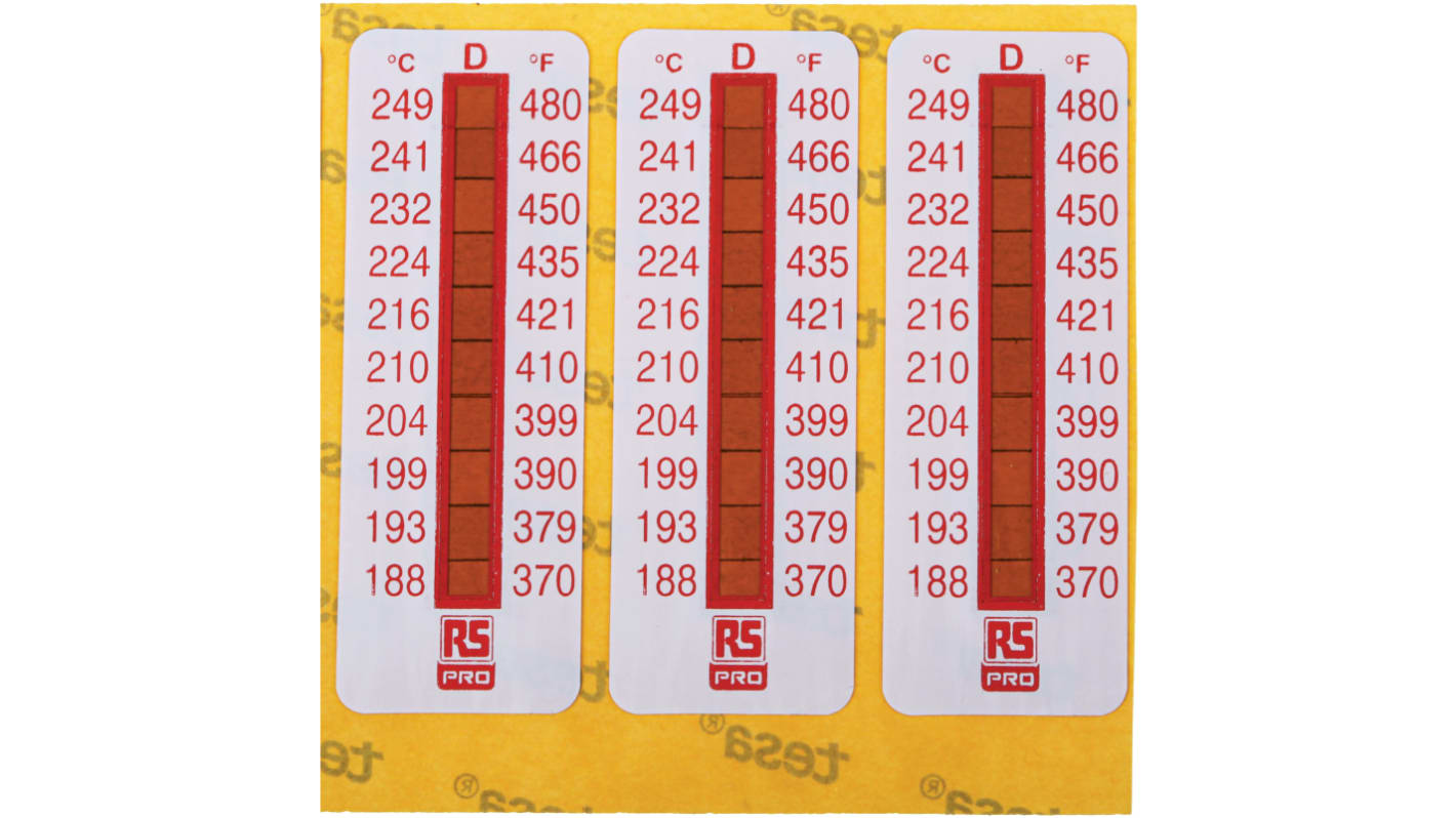 RS PRO Non-Reversible Temperature Sensitive Label, 188°C to 249°C, 10 ...