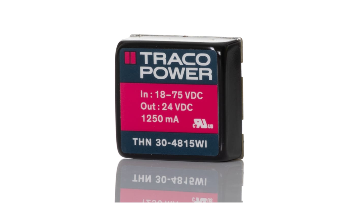 THN 30-4815WI | TRACOPOWER THN 30WI DC-DC Converter, 24V dc/ 1.25A Output, 18 → 75 V dc Input ...