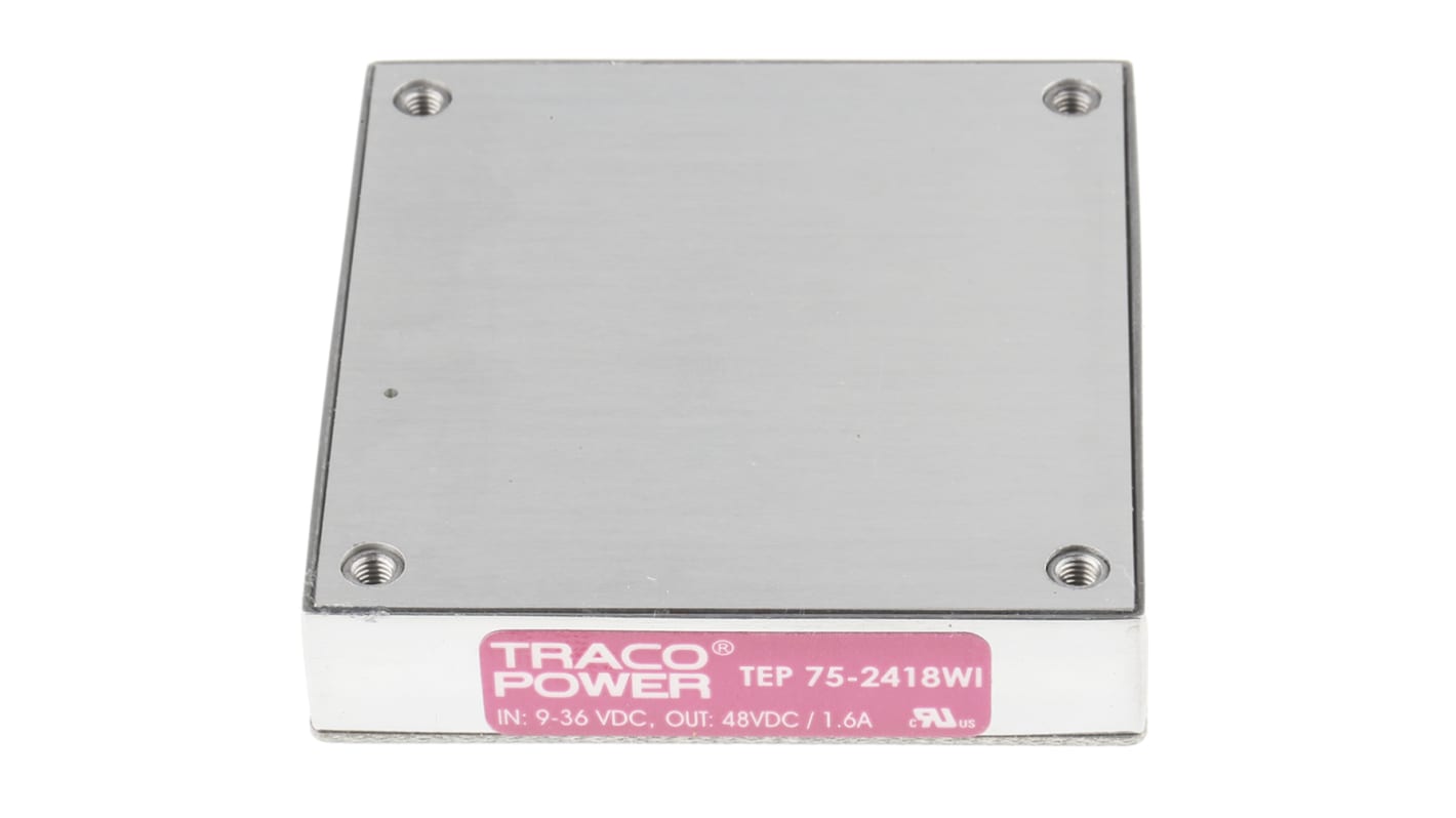 TEP 75-2418WI | TRACOPOWER TEP 75WI DC-DC Converter, 48V dc/ 1.6A Output, 9 → 36 V dc Input, 75W ...