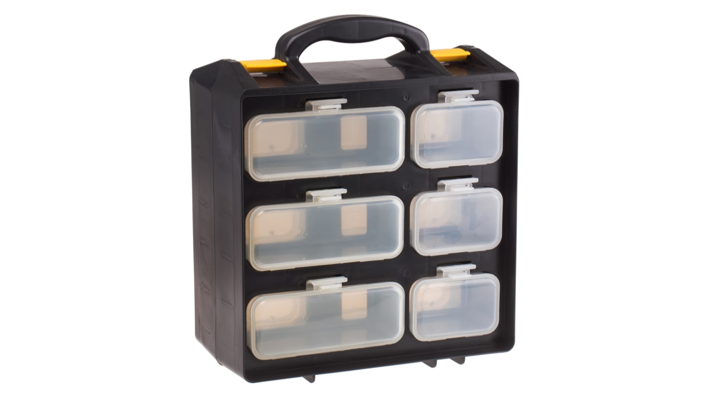 RS PRO 12 Cell Black PP Compartment Box, 340mm x 278mm x 145mm | RS