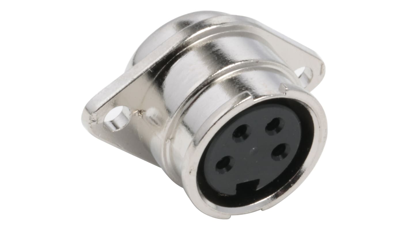 Connecteur DIN RS PRO, 4 contacts, Femelle, Montage panneau, A souder | RS