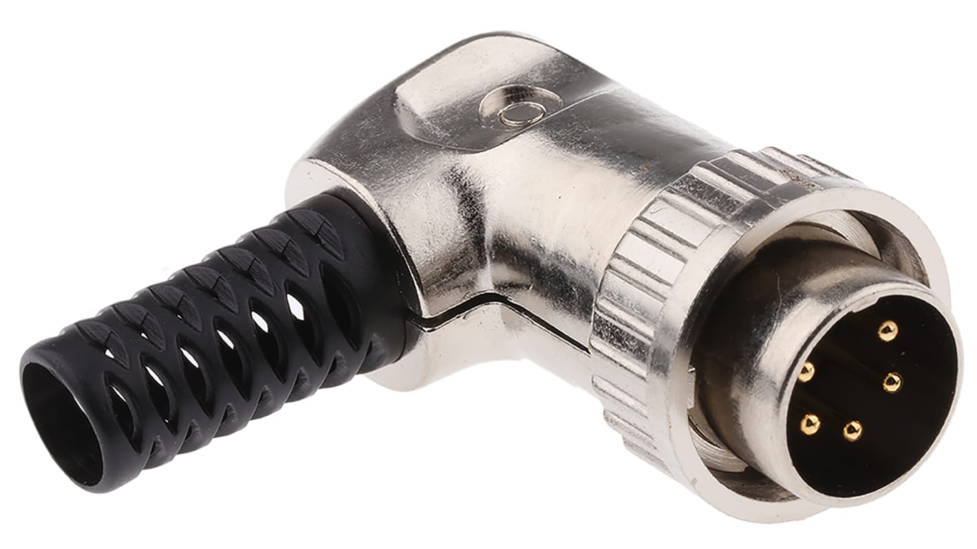 RS PRO 5 Pole Right Angle Din Plug, 2A, 100 V, Quick Connect, Male ...