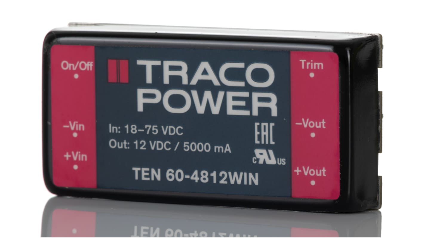 TRACOPOWER DC-DCコンバータ Vout：12V dc 18 → 75 V dc, 60W, TEN 60-4812WIN | RS