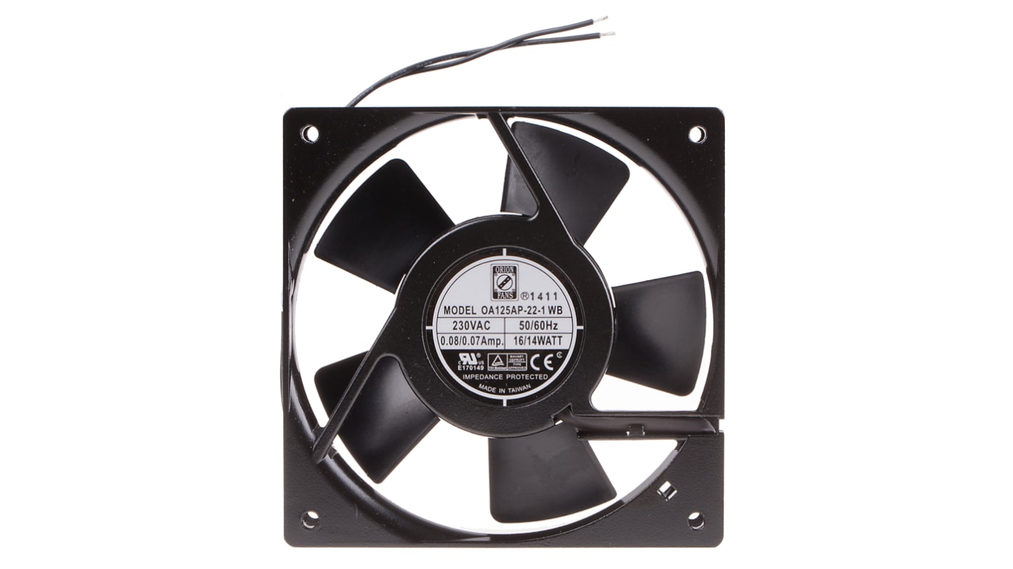 RS PRO Axial Fan, 230 V ac, AC Operation, 127.4m³/h, 14W, 120 x 120 x ...