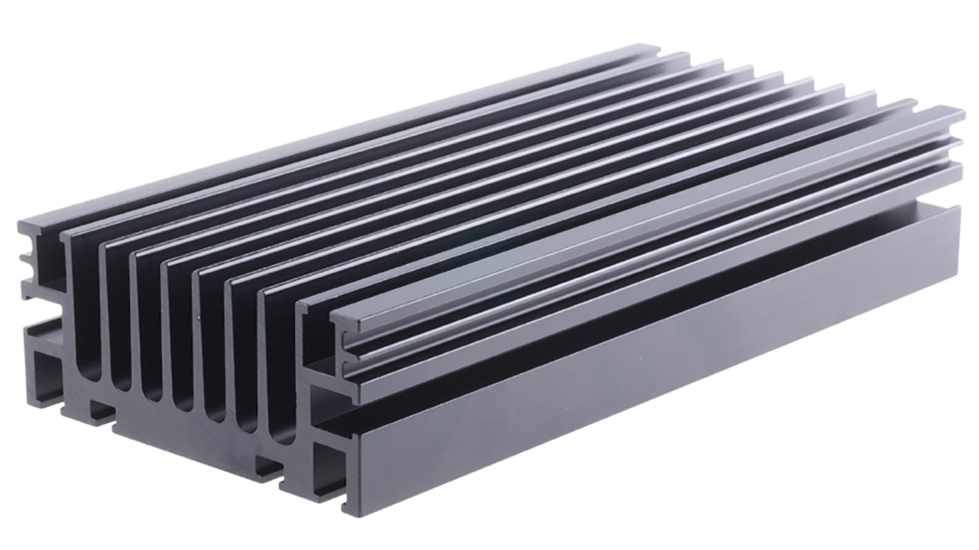 Heatsink, Universal Rectangular Alu, 0.9°C/W, 200 x 96 x 40mm, Clamp | RS
