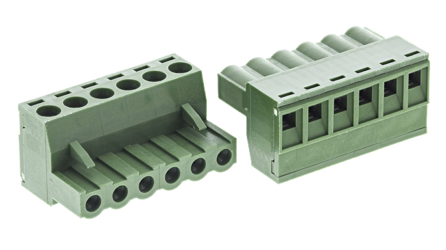 RS PRO 5.08mm Pitch 6 Way Pluggable Terminal Block, Plug, Cable Mount ...