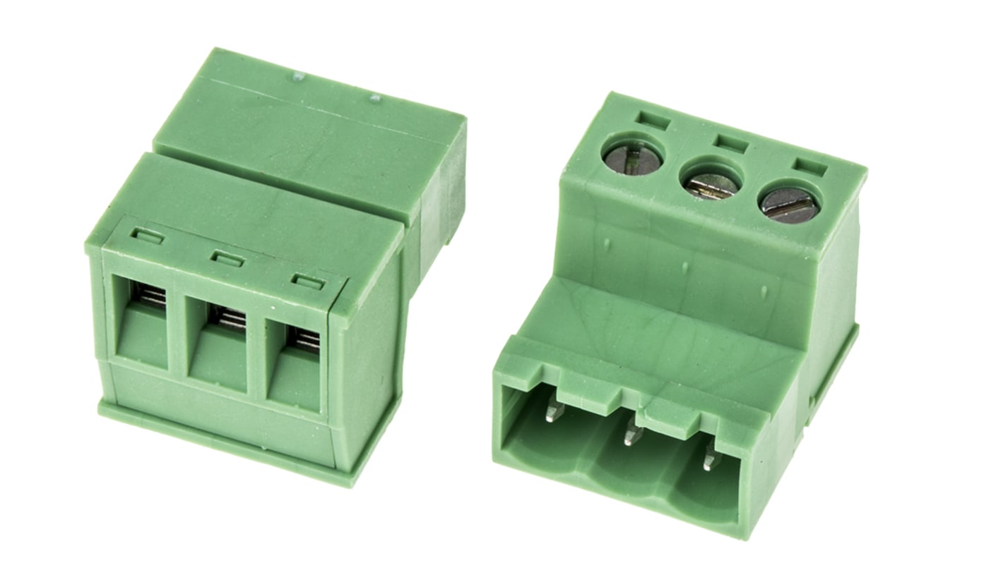 RS PRO 5.08mm Pitch 3 Way Pluggable Terminal Block, Plug, Cable Mount, Screw Termination | RS