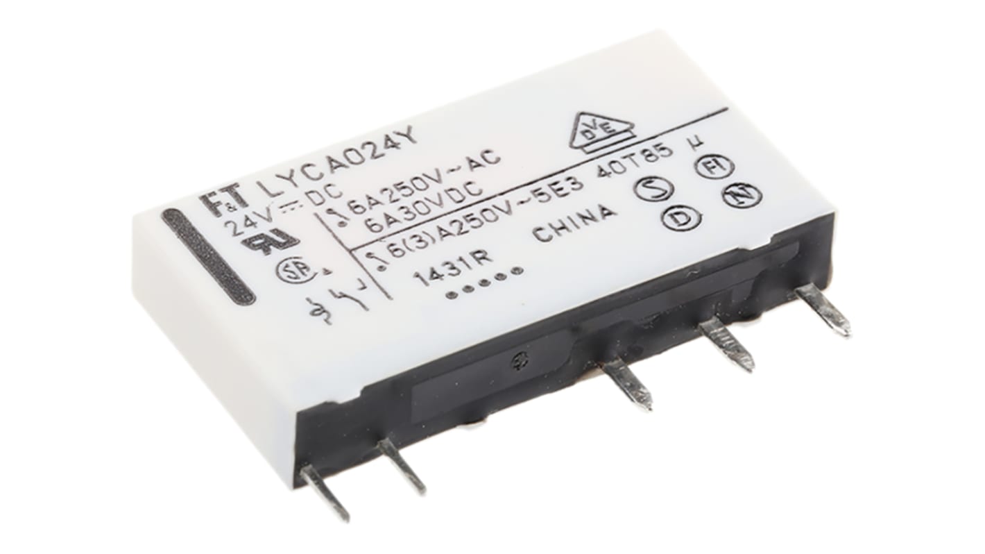 FTR-LYCA024Y | Fujitsu PCB Mount Power Relay, 24V dc Coil, 6A Switching Current, SPDT | RS
