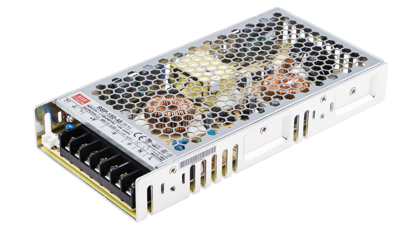 MEAN WELL Switching Power Supply, 48V dc, 3.2A, 153.6W, 1 Output, 120 → ...