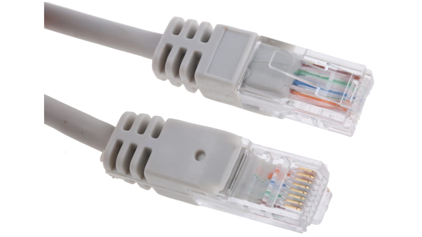 RS PRO Cat5e Male RJ45 to Male RJ45 Ethernet Cable, U/UTP, Grey LSZH ...