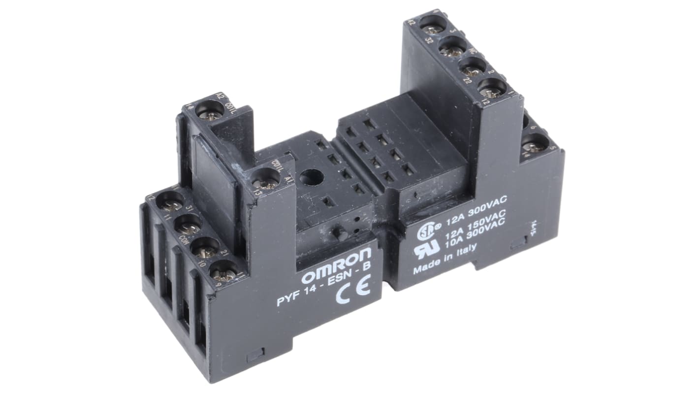 PYF14ESNB | Omron 14 Pin 250V ac DIN Rail Relay Socket, for use with ...