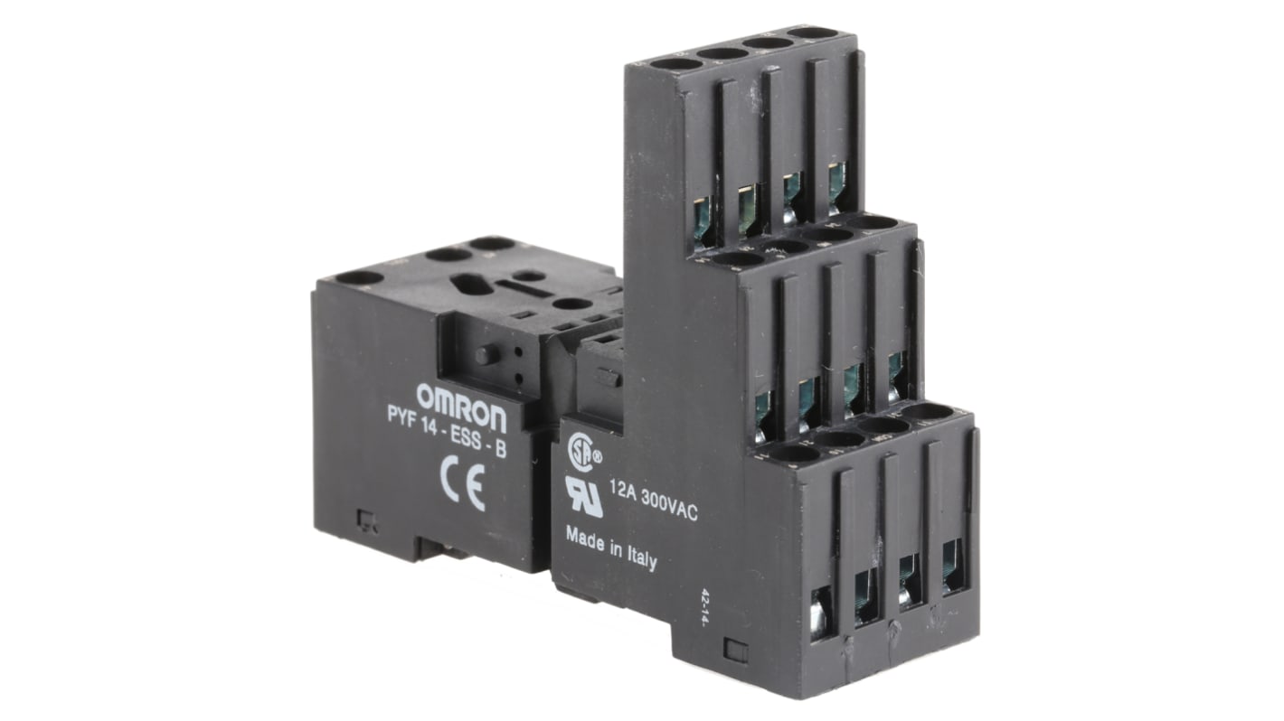 PYF14ESSB | Omron PYF14 14 Pin 250V ac DIN Rail Relay Socket, for use ...