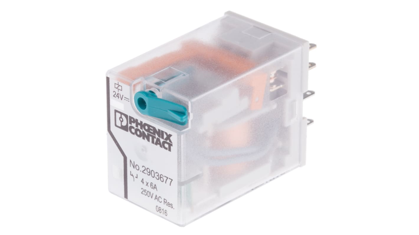 2903677 | Phoenix Contact PCB Mount Power Relay, 24V dc Coil, 6A ...
