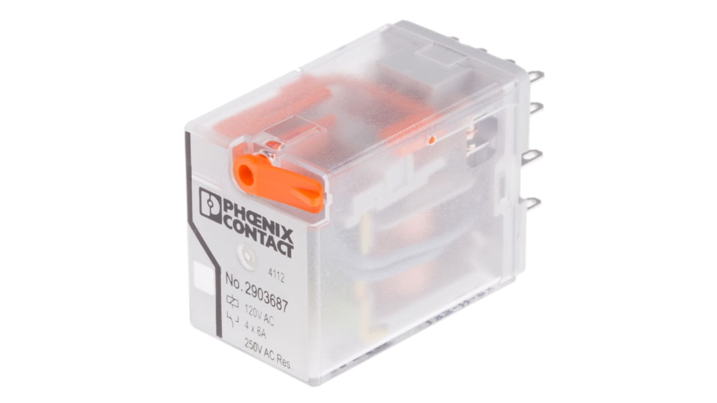 2903687 | Phoenix Contact Plug In Power Relay, 120V ac Coil, 6A ...